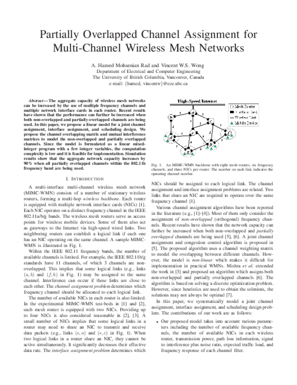 (PDF) Partially overlapped channel assignment for multi-channel wireless mesh networks | am rad ...