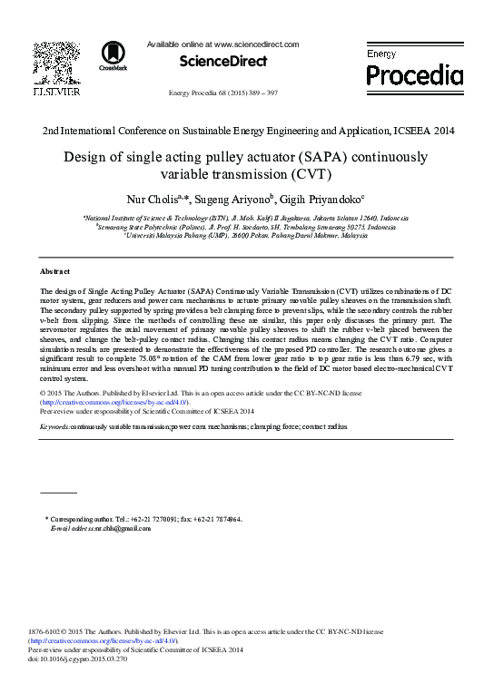 (PDF) Design of Single Acting Pulley Actuator (SAPA) Continuously ...