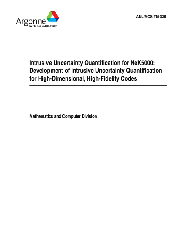 (PDF) Intrusive analysis for NEK5000: development of intrusive ...