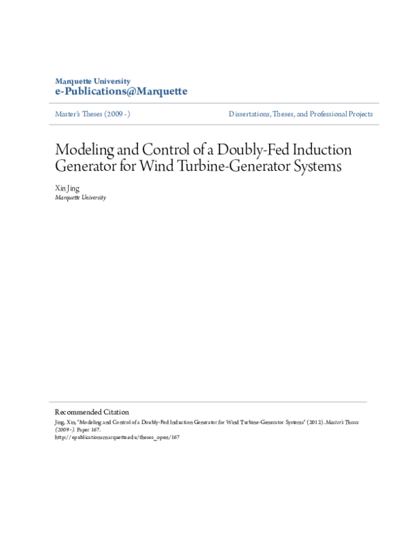 Pdf Modeling And Control Of A Doubly Fed Induction Generator For Wind Turbine Generator Systems