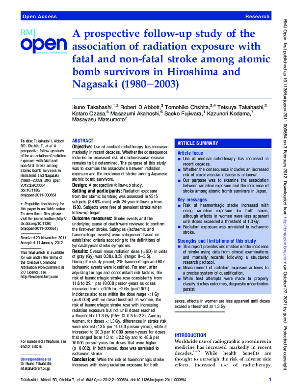 (PDF) A prospective follow-up study of the association of radiation ...
