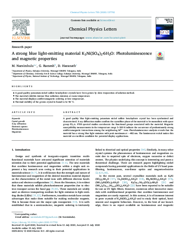 (PDF) Chemical Physics Letters
