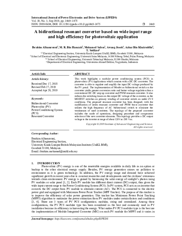 Pdf A Bidirectional Resonant Converter Based On Wide Input Range And High Efficiency For