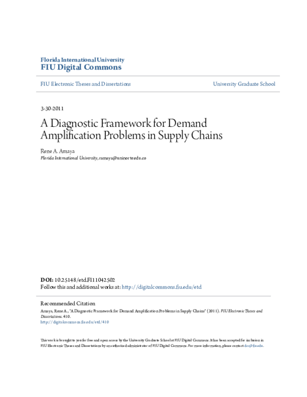 (PDF) A Diagnostic Framework for Demand Amplification Problems in ...