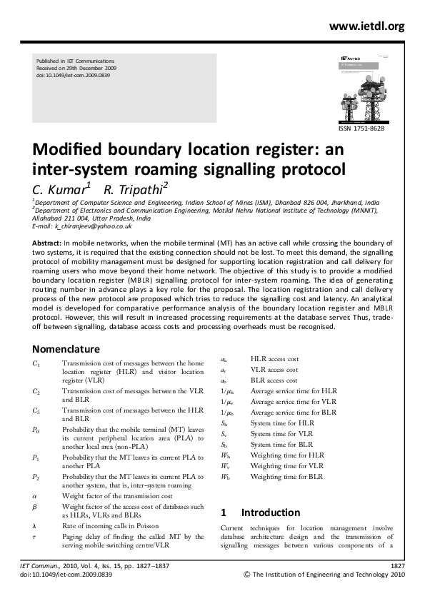 (PDF) Modified boundary location register: an inter-system roaming ...