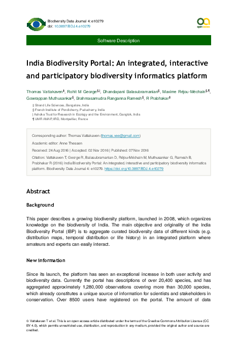 (PDF) India Biodiversity Portal: An integrated, interactive and ...