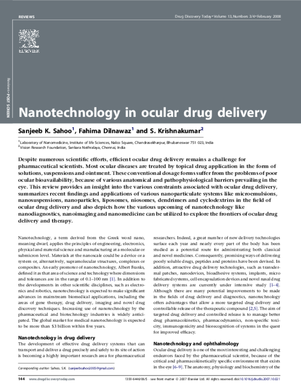 (PDF) Nanotechnology in ocular drug delivery