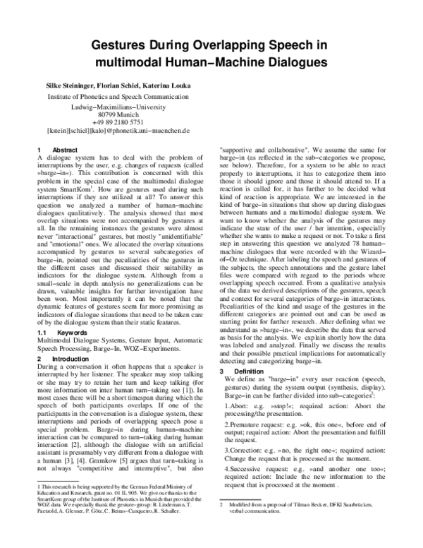 (PDF) Gestures During Overlapping Speech in multimodal Human− Machine ...
