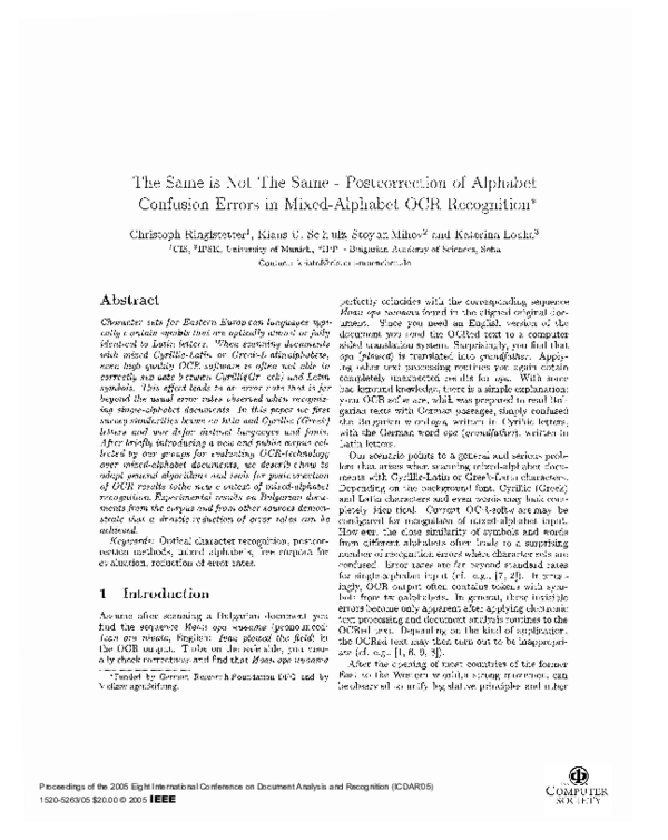 (PDF) The same is not the same - postcorrection of alphabet confusion ...