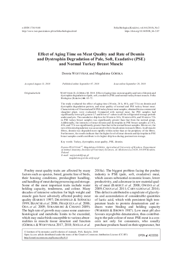 (PDF) Effect of Aging Time on Meat Quality and Rate of Desmin and ...