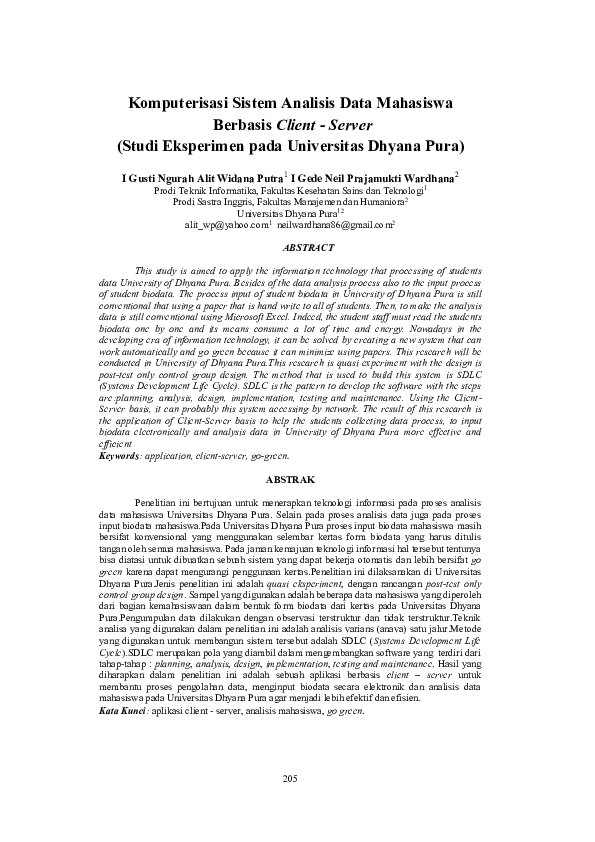 (PDF) Komputerisasi Sistem Analisis Data Mahasiswa Berbasis Client - Server (Studi Eksperimen ...