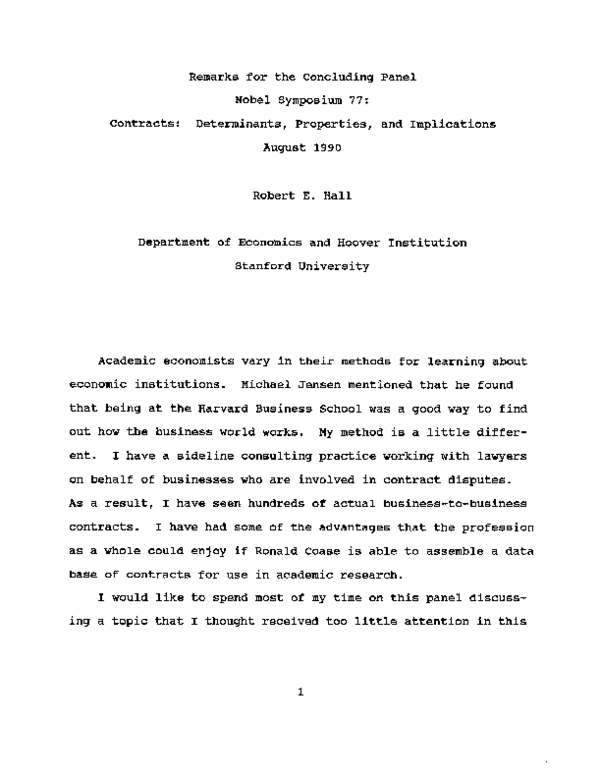 (PDF) Contracts: Determinants, Properties, and Implications | Robert E ... (PDF) Contracts: Determinants, Properties, and Implications | Robert E ...