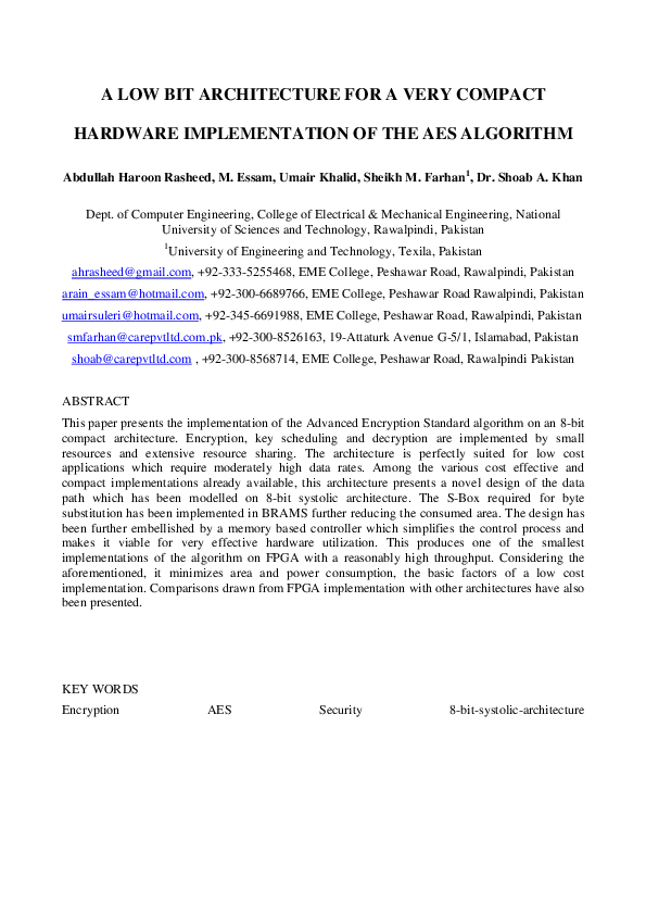 (PDF) A Low Bit Architecture for a Very Compact Hardware Implementation ...