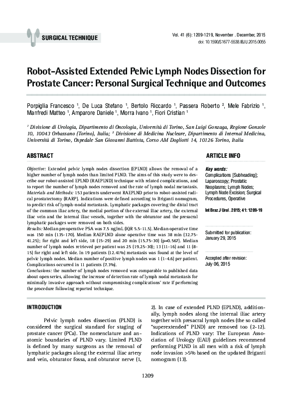 (PDF) Robot-Assisted Extended Pelvic Lymph Nodes Dissection for ...
