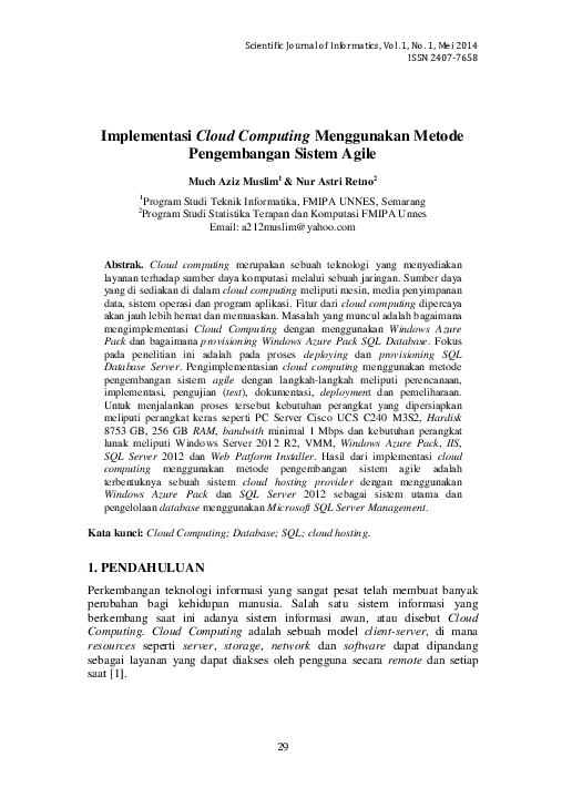 (PDF) Implementasi Cloud Computing Menggunakan Metode Pengembangan Sistem Agile