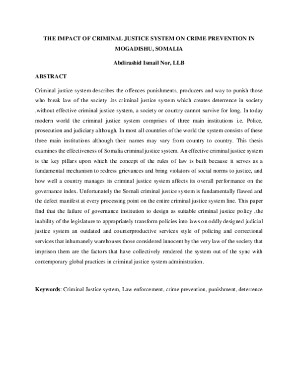 (PDF) THE IMPACT OF CRIMINAL JUSTICE SYSTEM ON CRIME PREVENTION IN