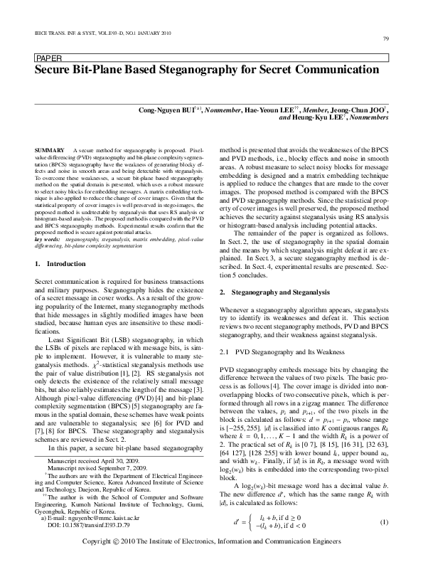 Pdf Secure Bit Plane Based Steganography For Secret Communication Hae Yeoun Lee