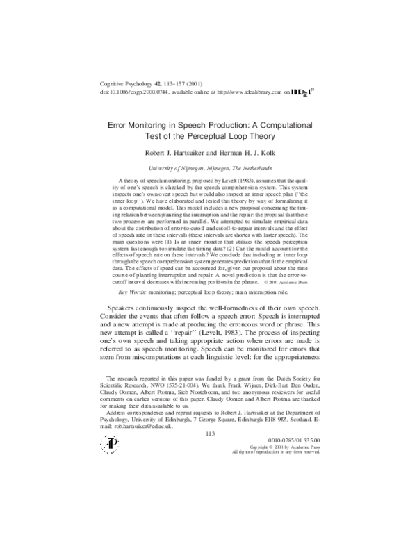 Error monitoring in speech production: A computational test of the ...