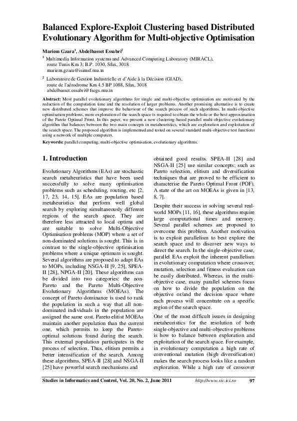 (PDF) Balanced Explore-Exploit Clustering based Distributed Evolutionary Algorithm for Multi ...