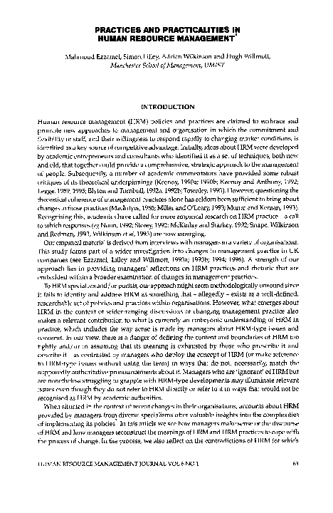 (PDF) Practices and Practicalities In Human Resource Management 1