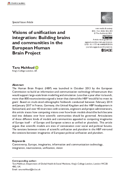 (PDF) Visions of unification and integration: Building brains and ...