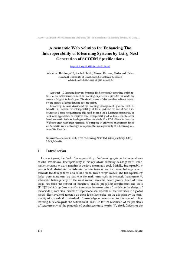 Pdf A Semantic Web Solution For Enhancing The Interoperability Of E Learning Systems By Using
