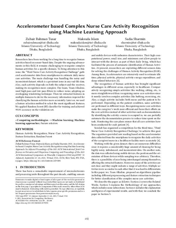 (PDF) Accelerometer based Complex Nurse Care Activity Recognition using Machine Learning Approach