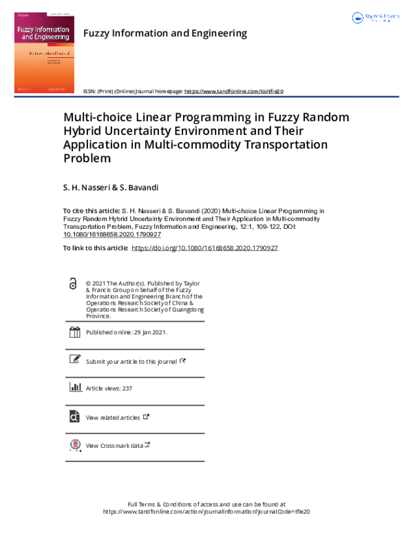 (PDF) Multi-choice Linear Programming in Fuzzy Random Hybrid Uncertainty Environment and Their ...