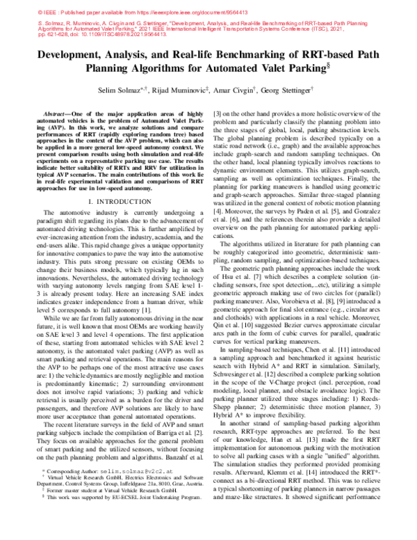 (PDF) Development, Analysis, and Real-life Benchmarking of RRT-based Path Planning Algorithms ...