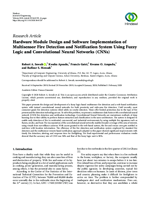 Pdf Hardware Module Design And Software Implementation Of Multisensor Fire Detection And