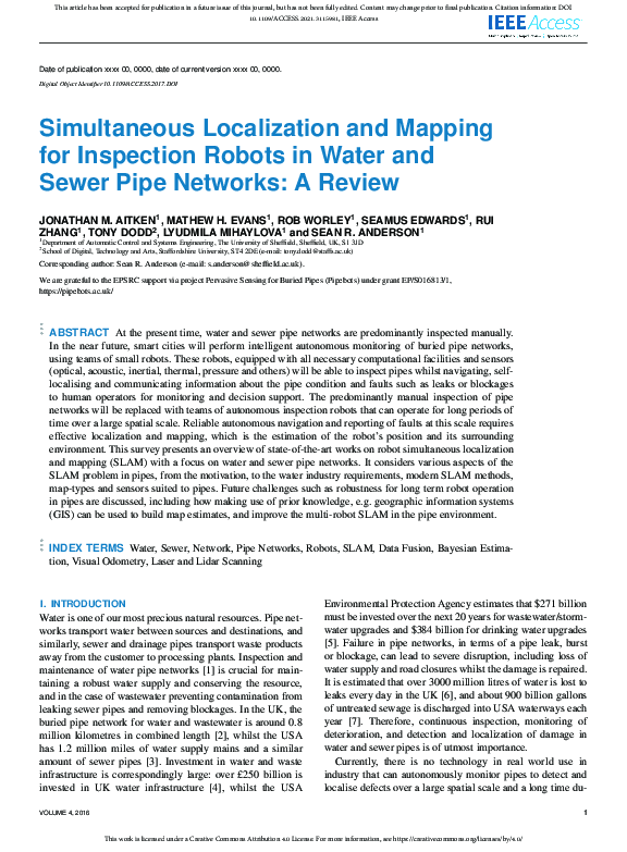 Pdf Simultaneous Localization And Mapping For Inspection Robots In