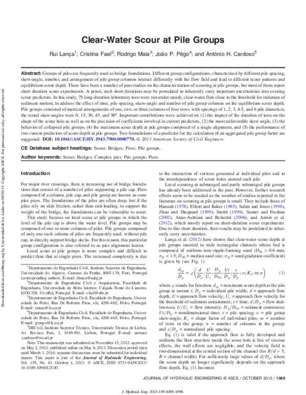 (PDF) Clear-Water Scour at Pile Groups