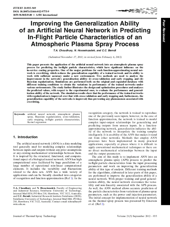 (PDF) Improving the Generalization Ability of an Artificial Neural Network in Predicting In ...