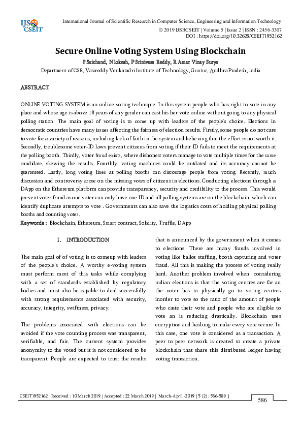 (PDF) Secure Online Voting System Using Blockchain