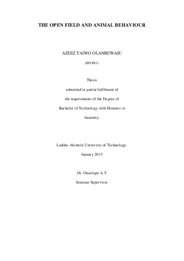 (PDF) The Open field and Animal behaviour
