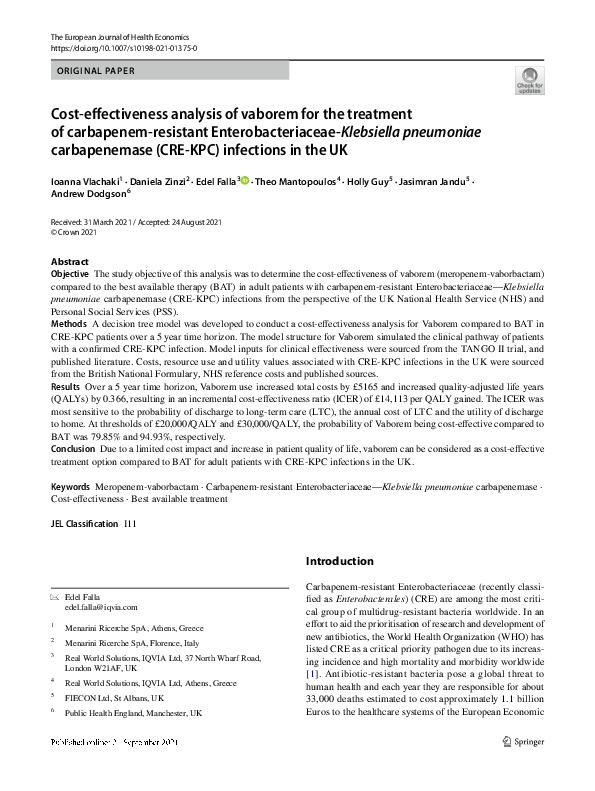 (PDF) Cost-effectiveness analysis of vaborem for the treatment of ...