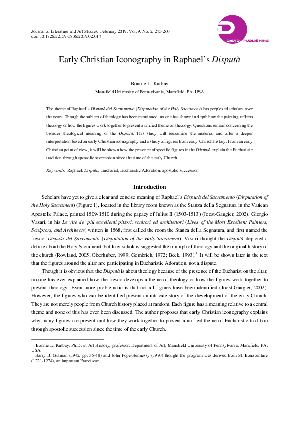 (PDF) Early Christian Iconography in Raphael’s Disputà