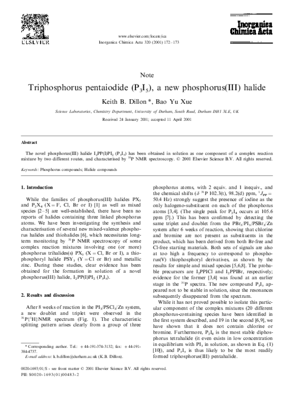 (PDF) Triphosphorus pentaiodide (P3I5), a new phosphorus(III) halide