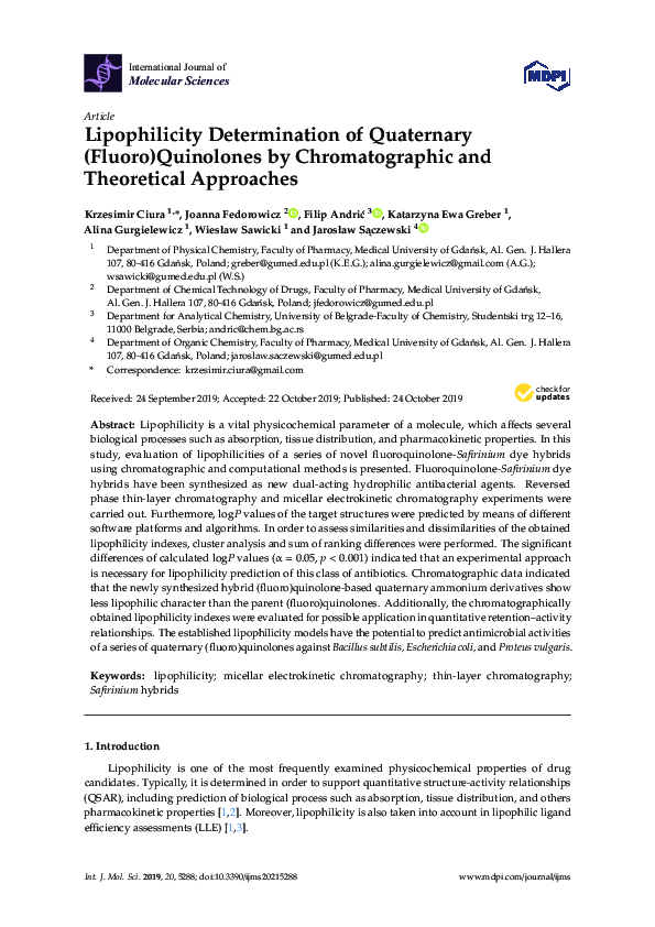 (PDF) Lipophilicity Determination of Quaternary (Fluoro)Quinolones by ...