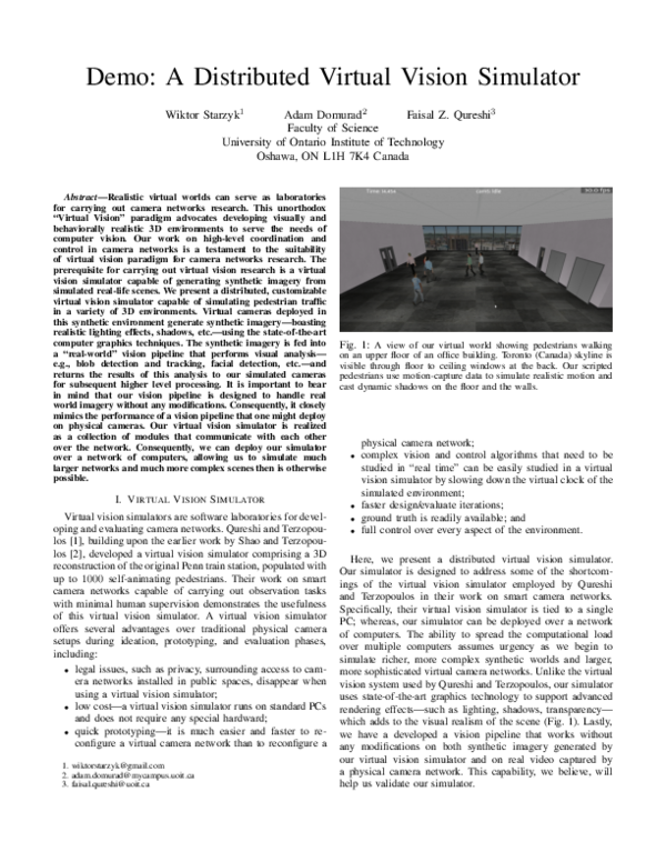(PDF) Demo: A Distributed Virtual Vision Simulator