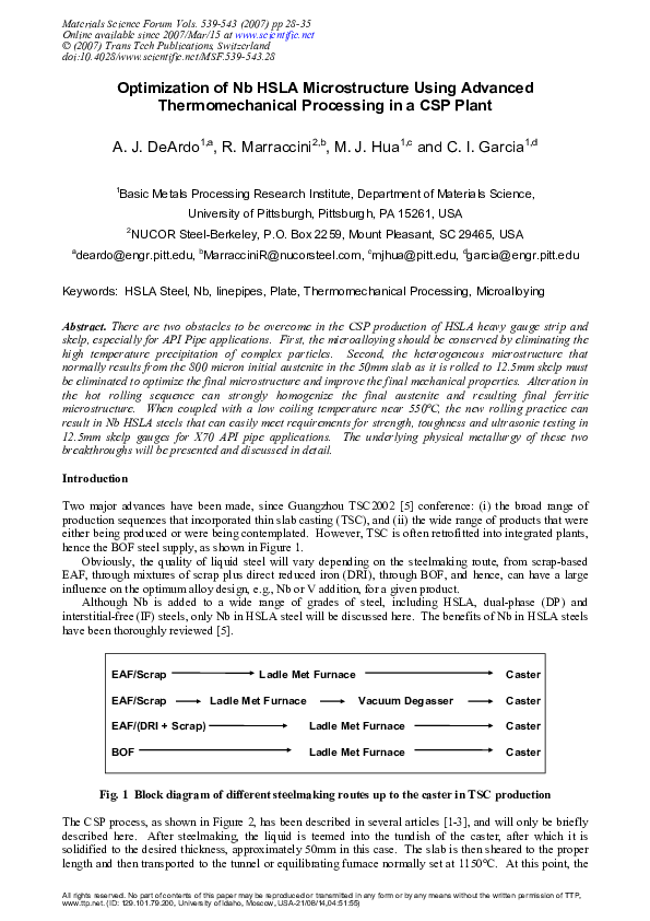 (PDF) Optimization of Nb HSLA Microstructure Using Advanced ...