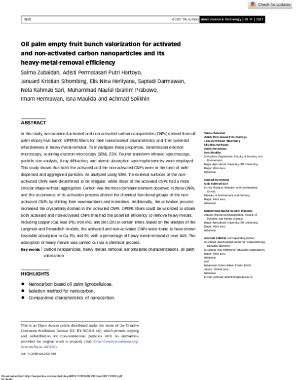 (PDF) Oil palm empty fruit bunch valorization for activated and non-activated carbon ...