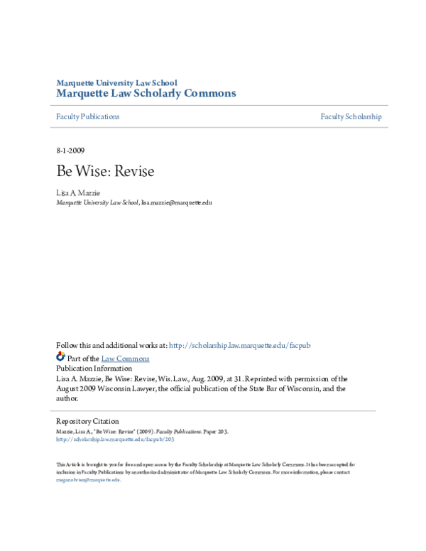 (PDF) Be Wise: Revise