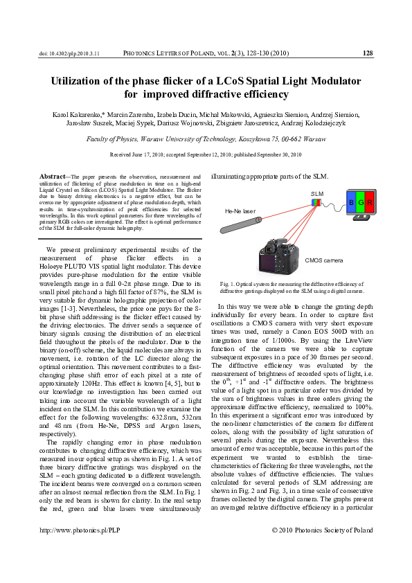 (PDF) Utilization of the phase flicker of a LCoS Spatial Light ...