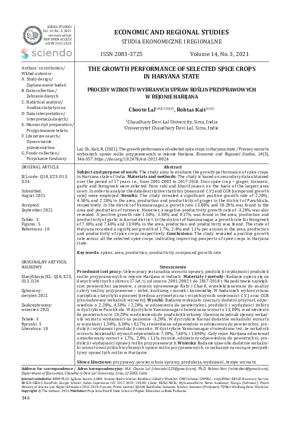 (PDF) ECONOMIC AND REGIONAL STUDIES