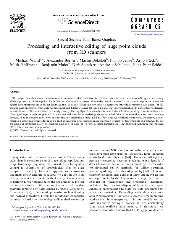 (PDF) Processing and interactive editing of huge point clouds from 3D scanners