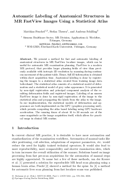 (PDF) Automatic labeling of anatomical structures in MR FastView images ...