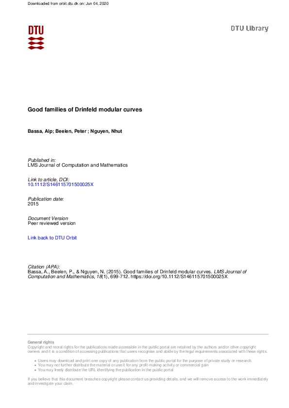 (PDF) Good families of Drinfeld modular curves