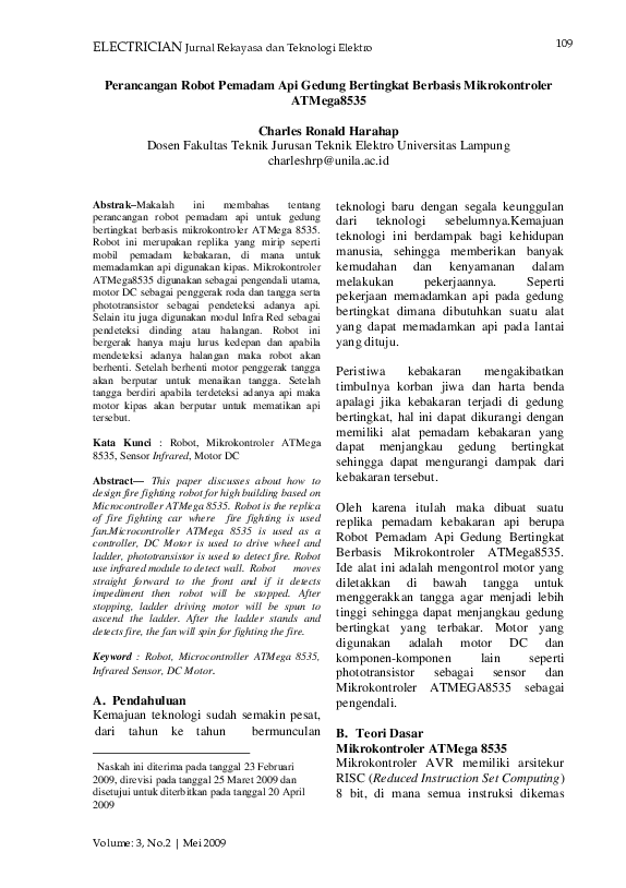 (PDF) Perancangan Robot Pemadam Api Gedung Bertingkat Berbasis Mikrokontroler ATMega8535