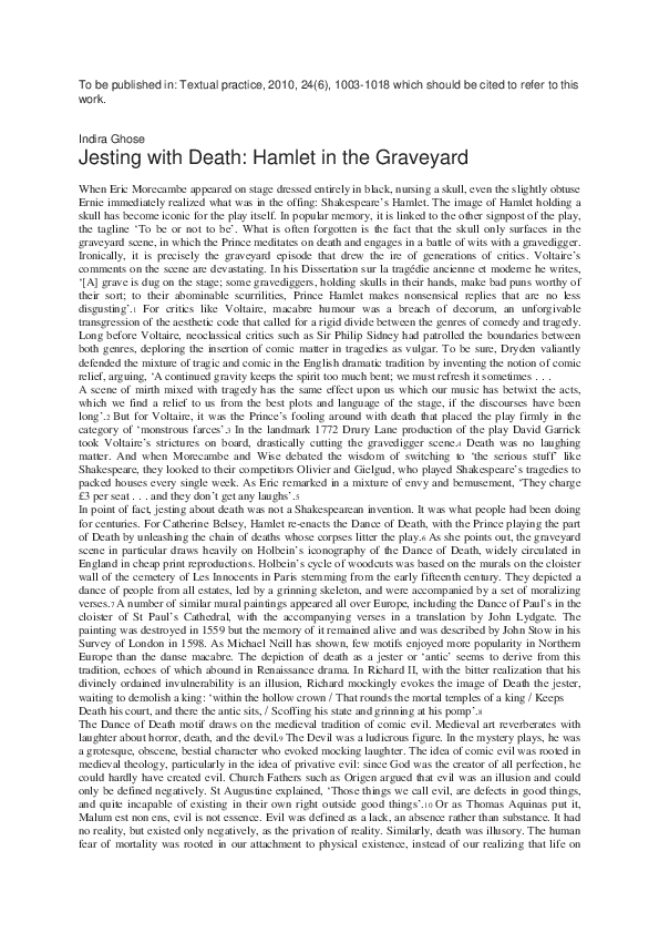 (PDF) Jesting with Death: Hamlet in the Graveyard